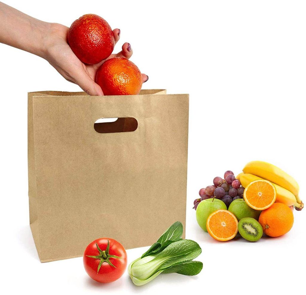 custom wholesale Kraft Paper Takeaway Die Cut Handle Paper Bag For Fast ...