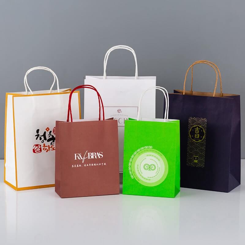 Wholesale custom printed white brown shopping kraft paper bag with ...