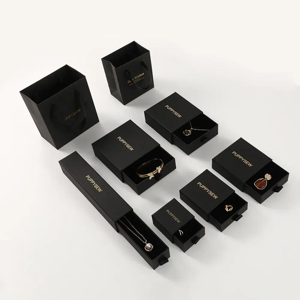 custom logo 9×9cm Sliding Jewelry box Jewelry Drawer Box with insert ...